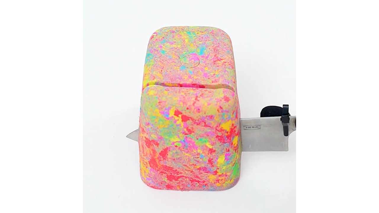 Satisfying Slicing Rainbow Mixed Sand Block With Knife Creating Clean ...