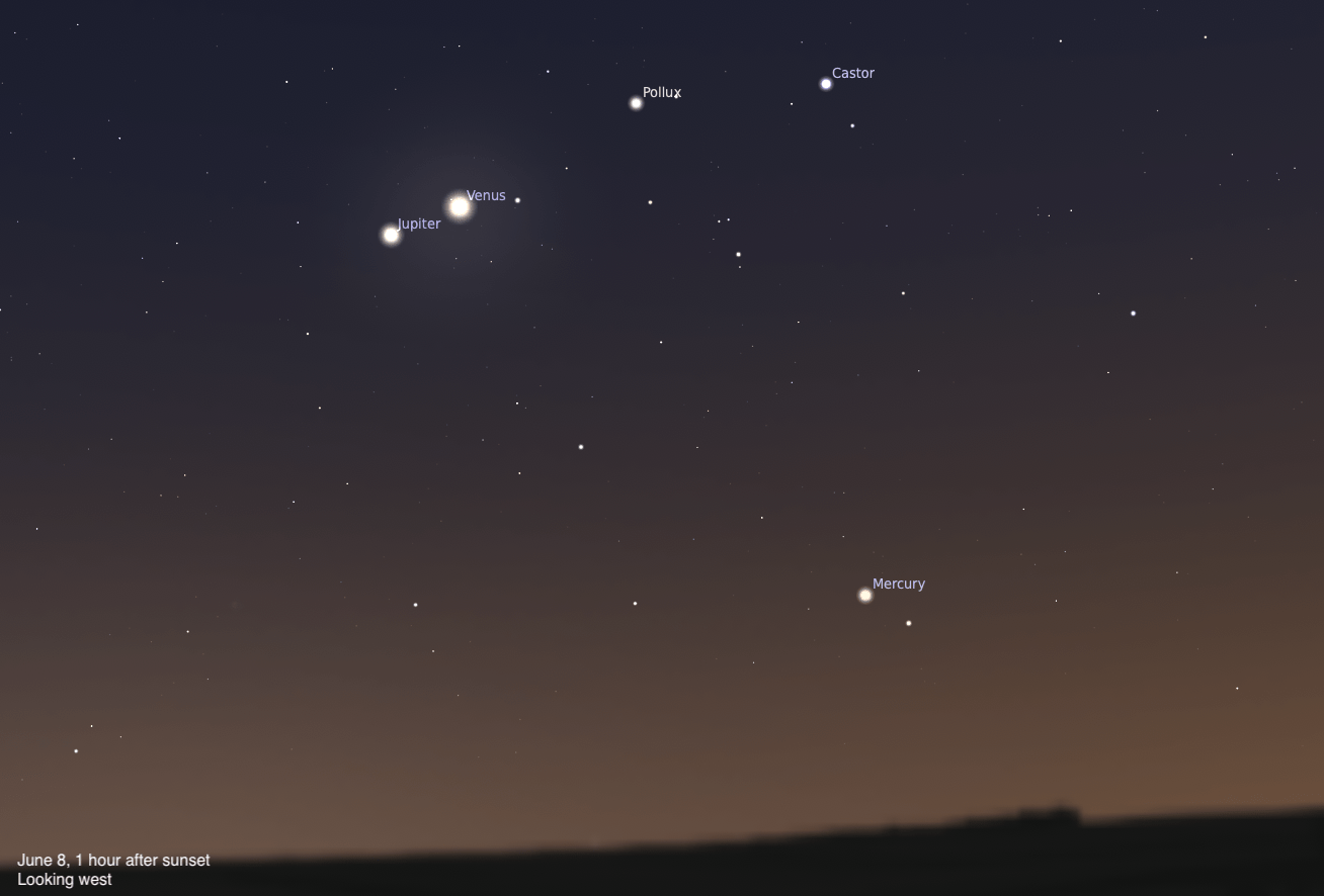 The sky today on Monday, June 8: Venus and Jupiter close in
