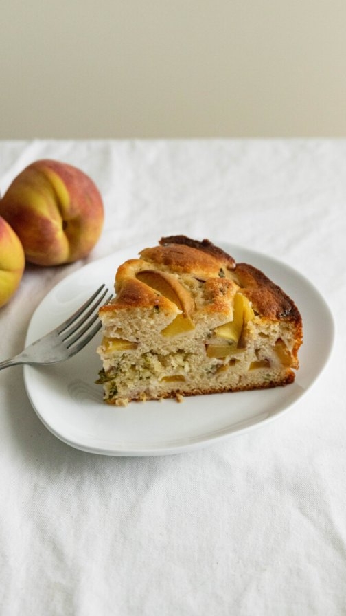 This easy peach lemon mint cake is pure summer bliss