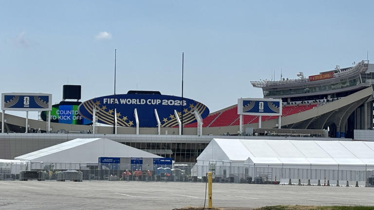 FIFA banners at Arrowhead cover Chiefs signs