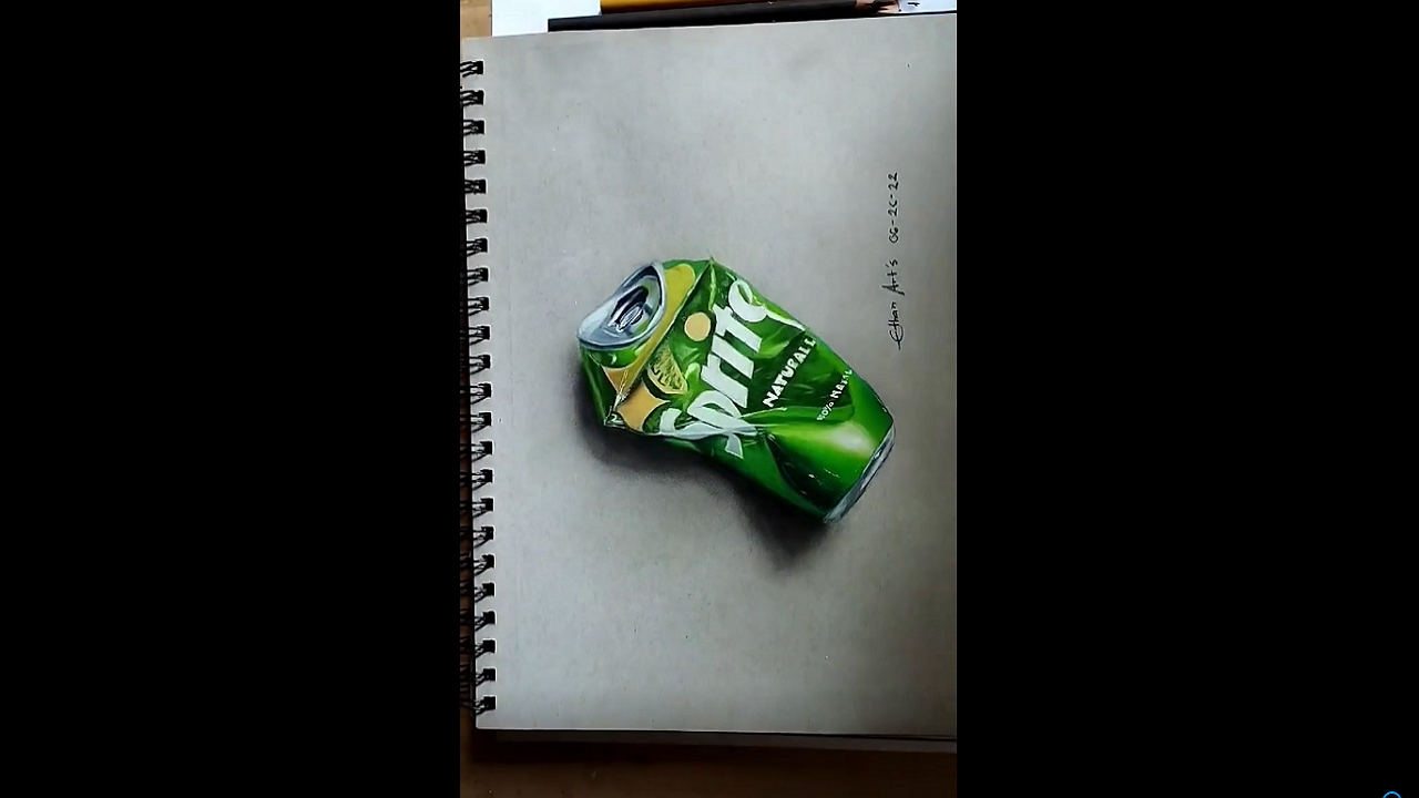 From grey to vibrant: A time-lapse journey of a sprite can drawing