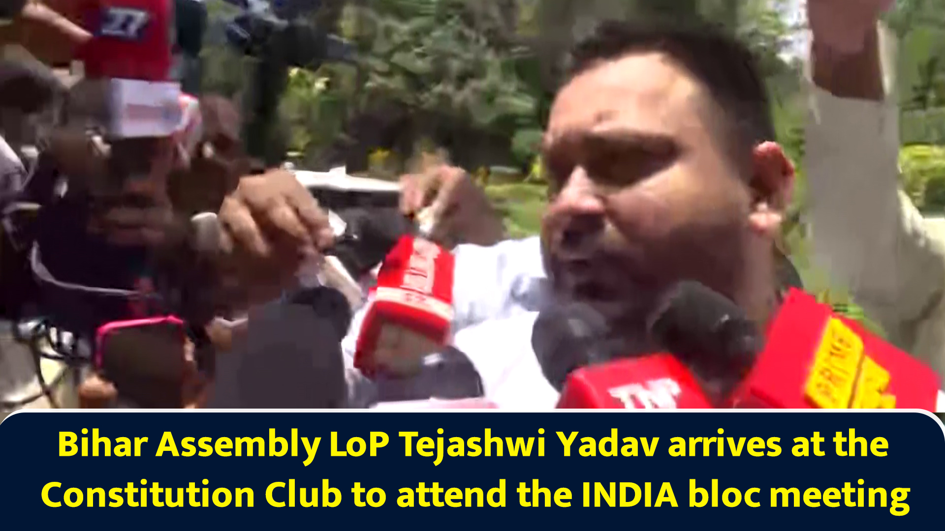 Bihar Assembly LoP Tejashwi Yadav arrives at the Constitution Club to ...