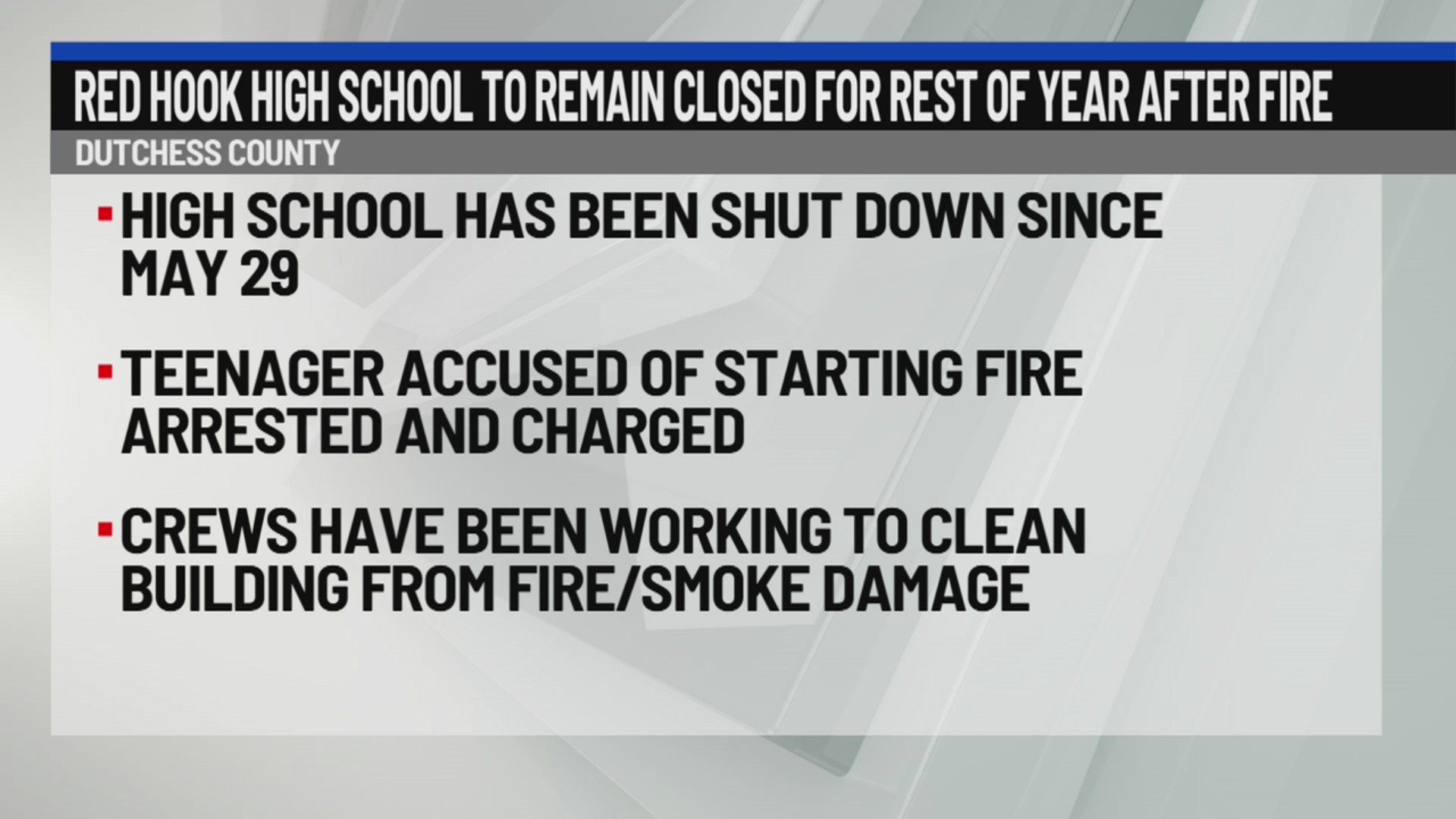 Red Hook High School to remain closed after bathroom fire