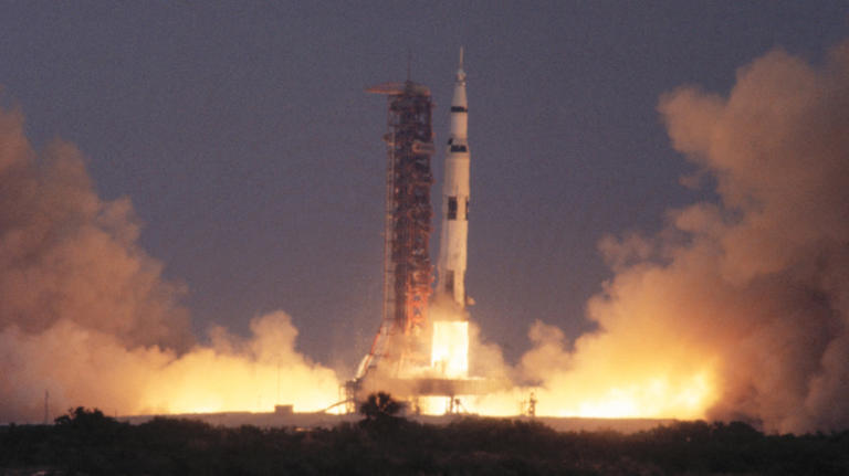 What was the top speed of the Saturn V rocket as it propelled the ...