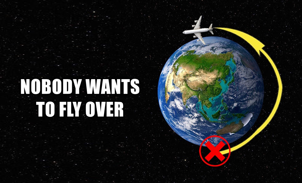 Why do planes avoid the South Pole while flying over the North Pole?