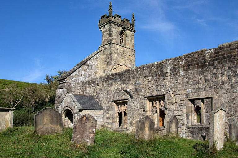 Deserted medieval village in Yorkshire completely frozen in time
