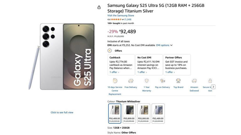 Samsung Galaxy S25 Ultra 5G sees its biggest price drop of Rs 37,510 on ...