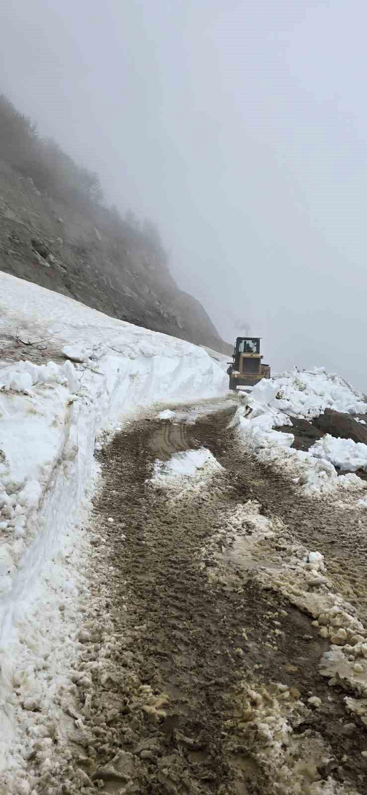 Rize’de yayla yollarında haziran ayında kar temizliği