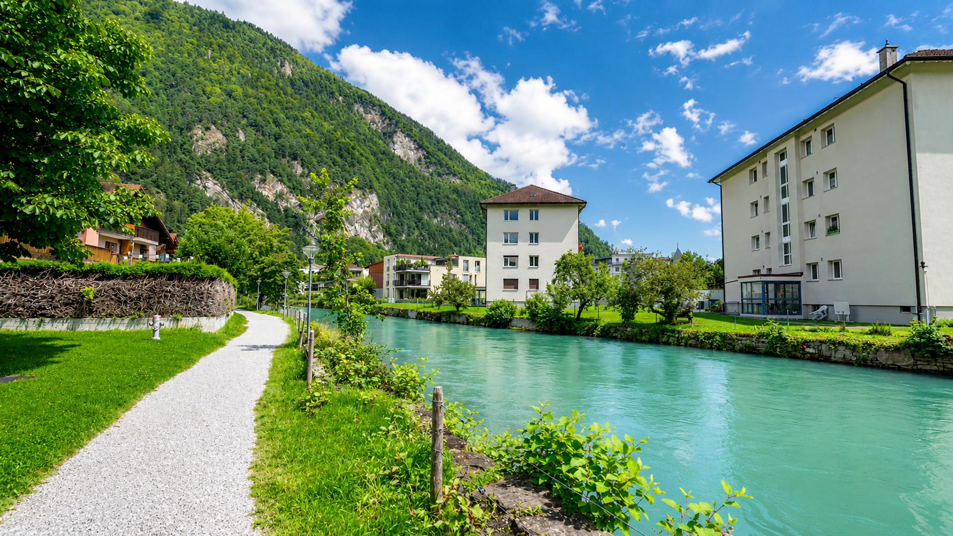 Interlaken Switzerland reveals alpine beauty between Thun and Brienz (4K)