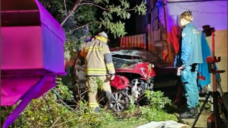 Teen trio of girls in hospital after stolen car crashes into house