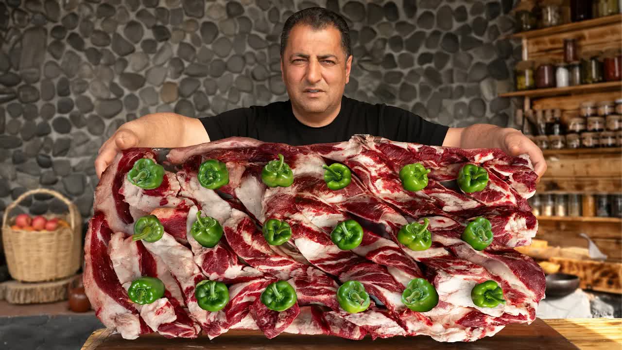 Accordion beef ribs loaded with peppers and incredible flavor