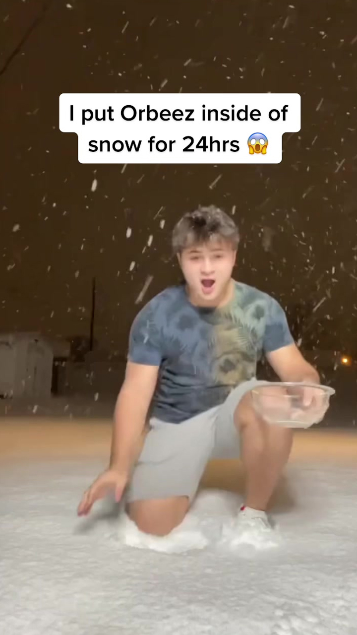 Snow experiment: Orbeez reaction after 24 hours outside