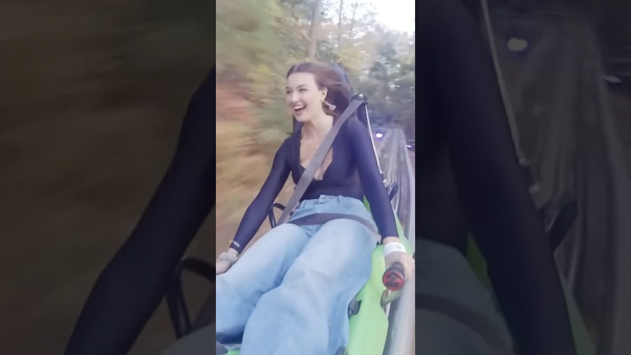 Watch a high-speed ride on the Moonshine Mountain Coaster