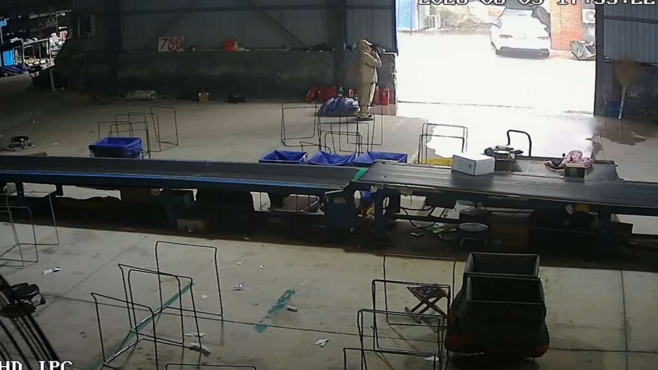 Wind blows gate into man in Hebei factory