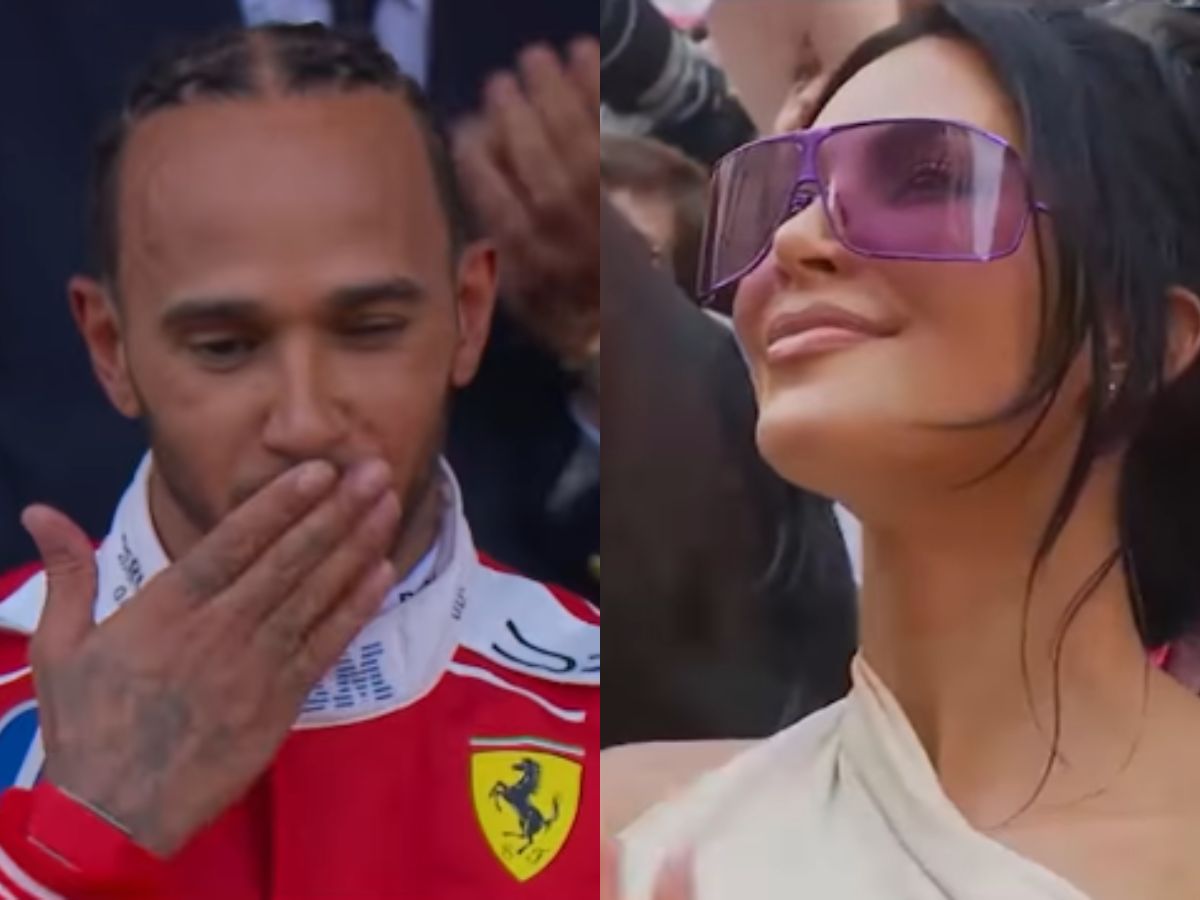 Lewis Hamilton blows Kim Kardashian a sweet kiss from Monaco Grand Prix ...