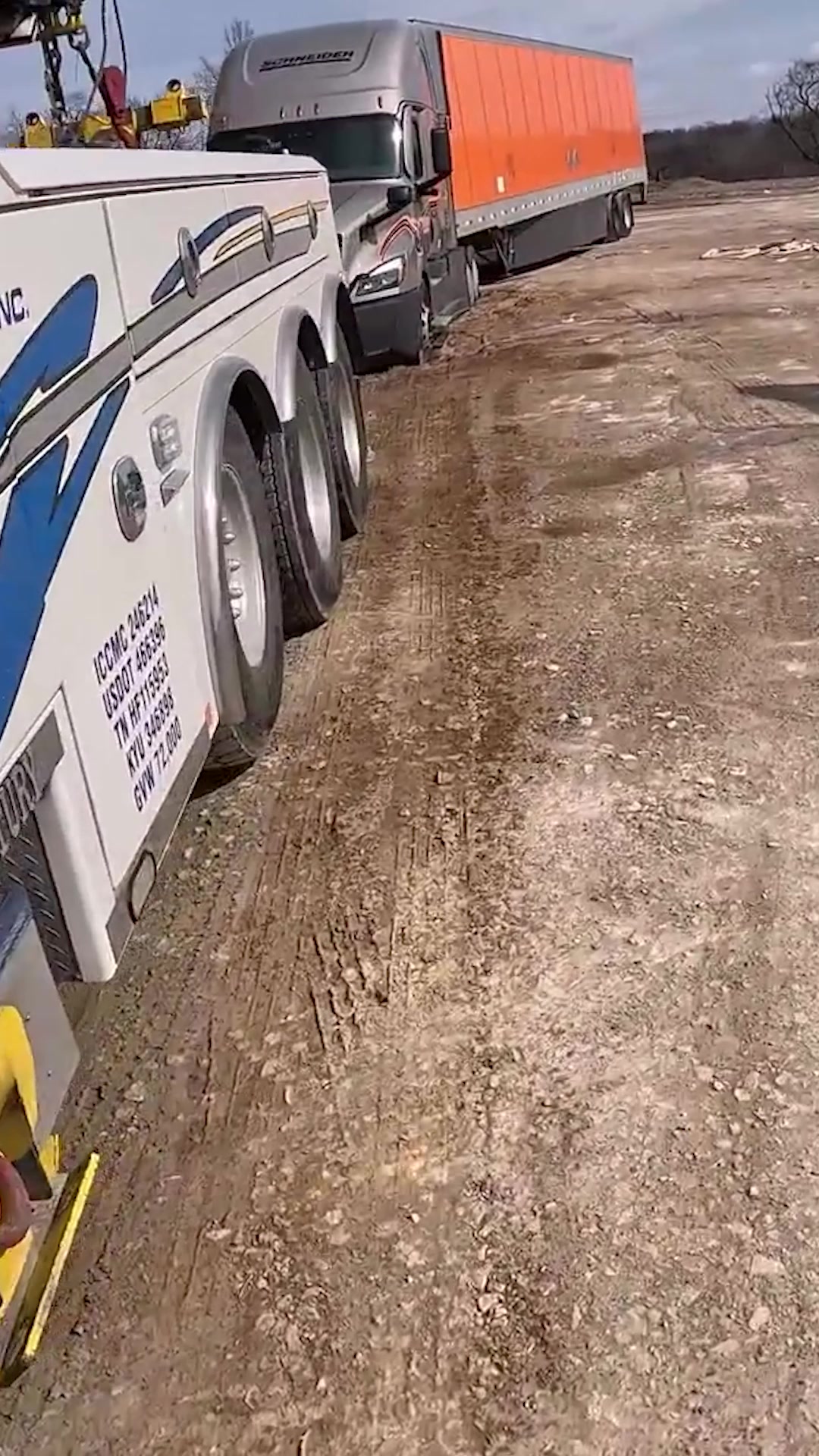 Pulling a loaded semi out of the mud
