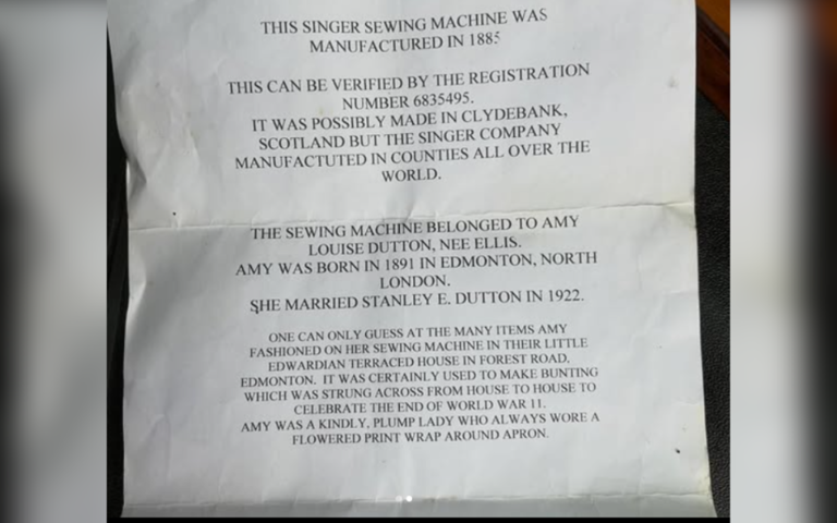 Man dismantles vintage sewing machine, discovers letter hidden inside