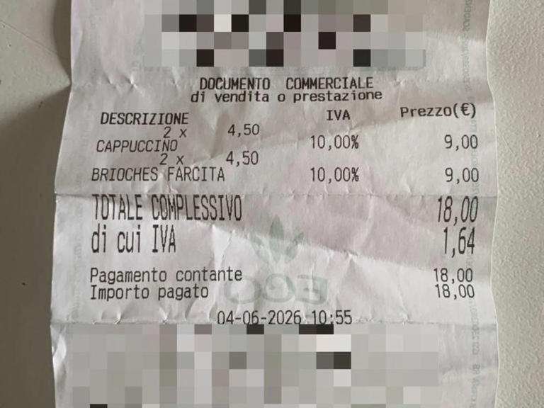 Scontrino “pazzo”, 18 euro per due cappuccini e due brioche: «Folle ...