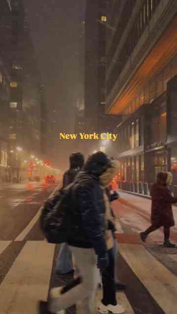 Snowy night in New York City