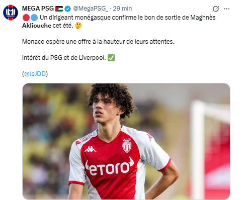 Transfer news – Akliouche to PSG or Liverpool, the door is open!