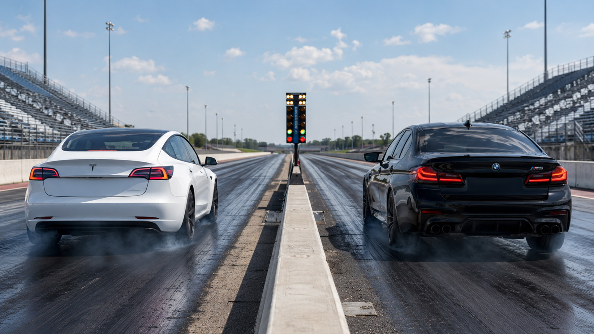 Is 850HP BMW M5 Competition faster than Tesla Model S in a drag race?