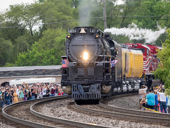 Historic steam locomotive Big Boy No. 4014 rolling through Northeast Ohio