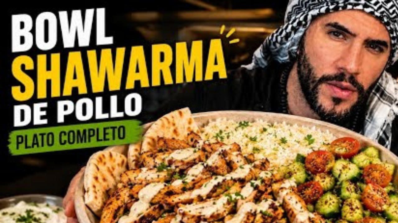 Bowl de shawarma de pollo proteico y fresco