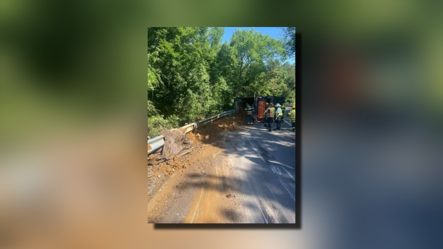 Dump truck driver injured after overturned, closing I-64 exit ramp in ...