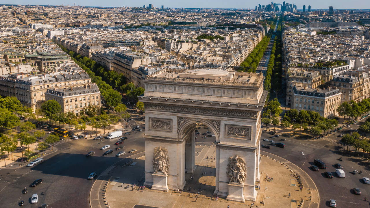Arc de Triomphe and the Paris avenue that never ends