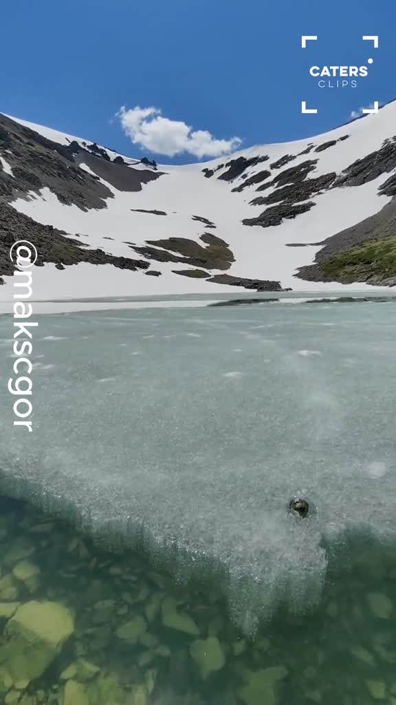 Stunning ice formation captured on frozen lake