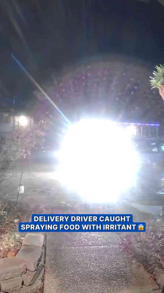 Delivery driver caught spraying customer's food order