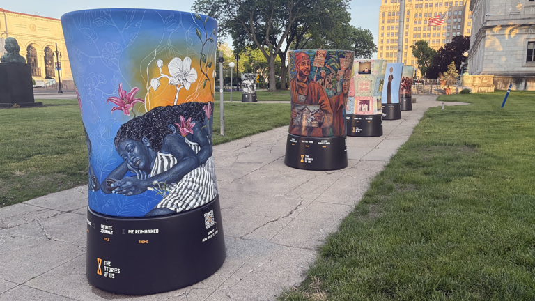 Drum sculptures bring stories to Detroit