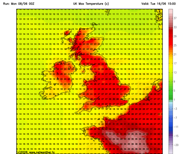 UK hot weather maps show 9-day heatwave as 30C to roast nation ...