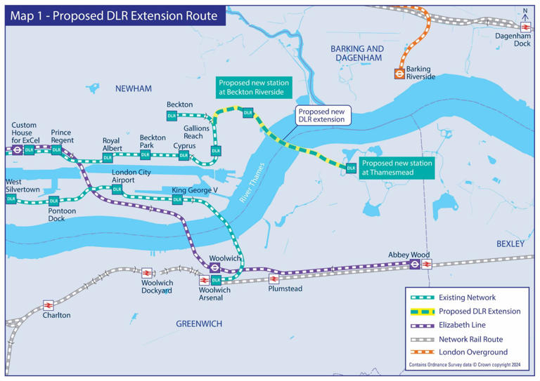 Map shows new DLR extension