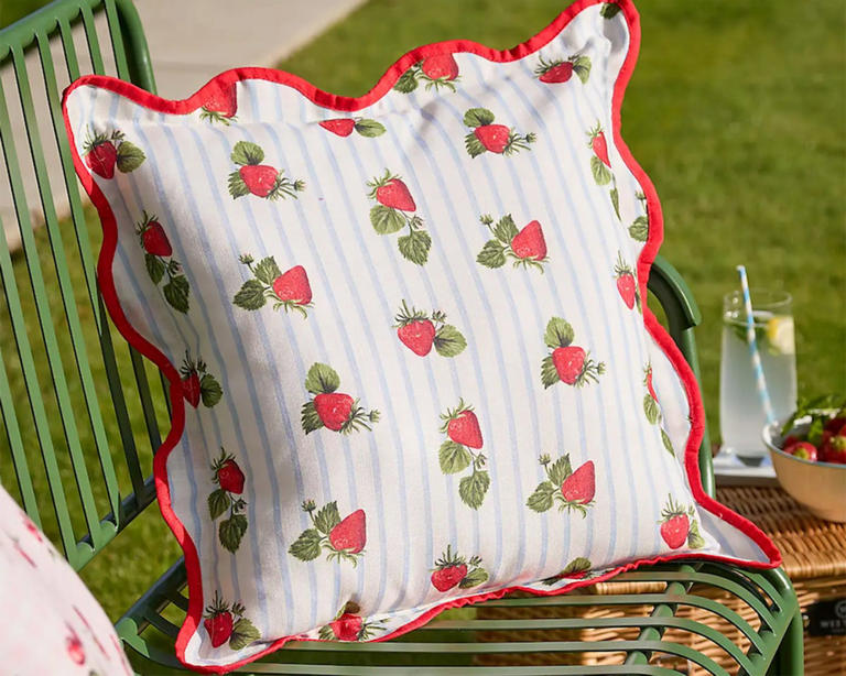 Dunelm’s £20 strawberry garden cushion is a pretty way to instantly ...