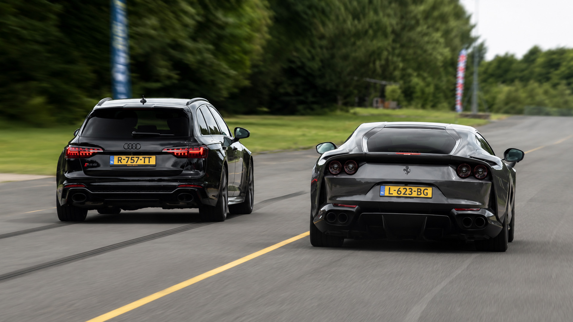 Audi RS4 takes on Ferrari 812 in straight line battle