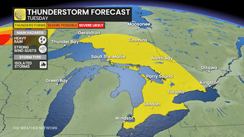 Storm risk with hot and muggy conditions in Ontario this week