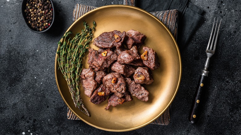 The cut of meat steak tips come from