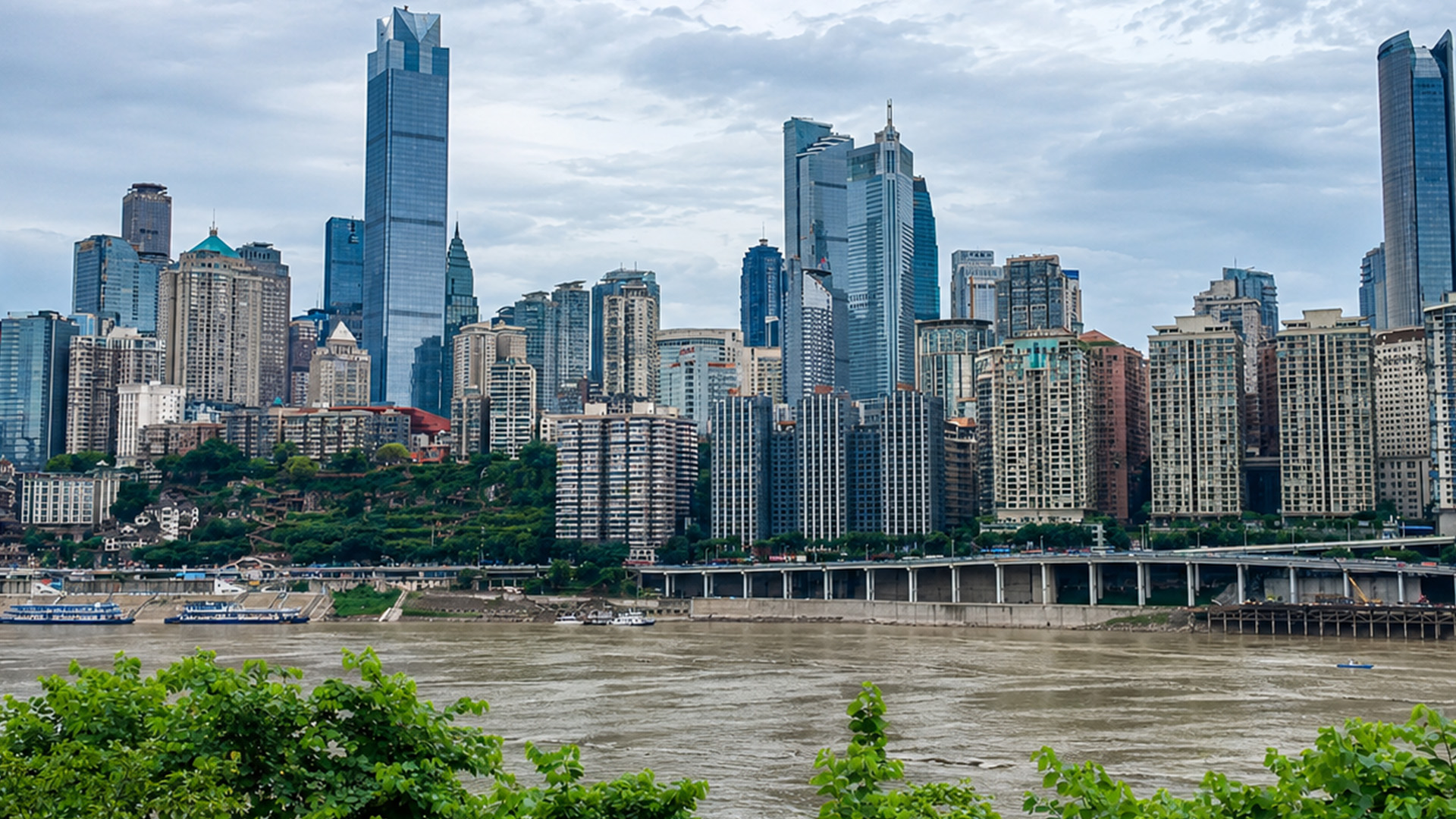 This Chinese skyline looks like a vertical city above the river