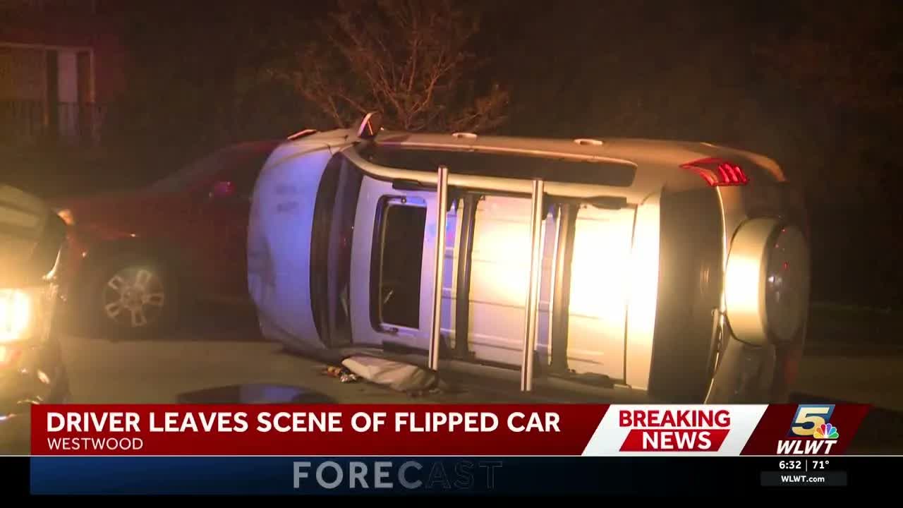Driver flees scene after flipping car in Westwood