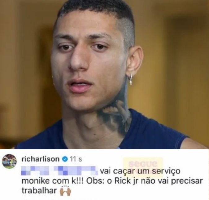 Richarlison rebate crítica ao nome do filho e dispara contra seguidora ...