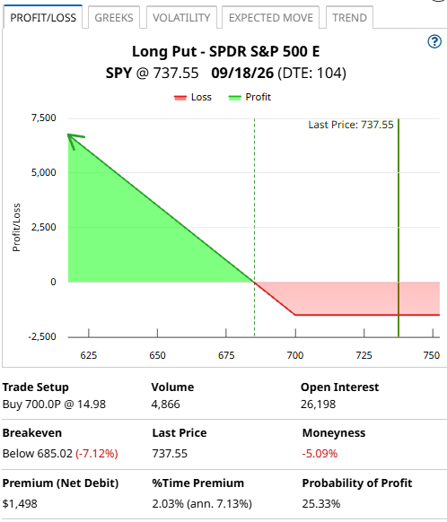 Using SPY put options for portfolio protection