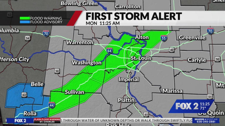 Heavy rain triggers flood warning for St. Louis metro