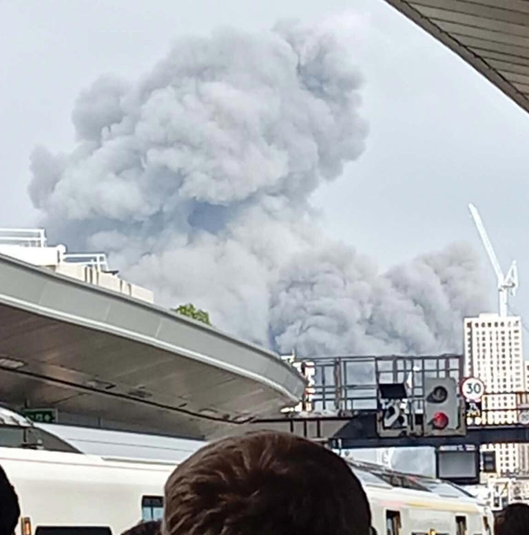 Huge recycling centre fire seen for miles across London