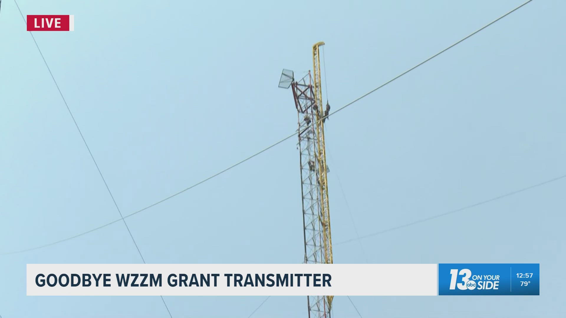 Crews dismantling WZZM tower in Grant