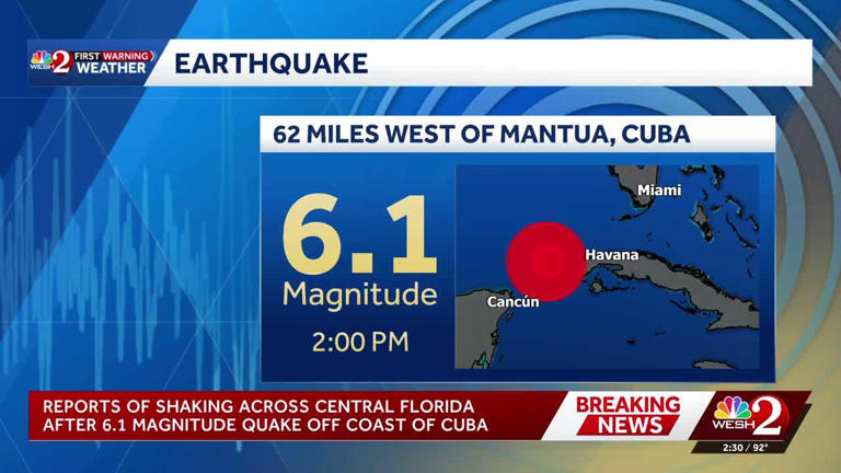Earthquake rocks Cuba, felt across Florida