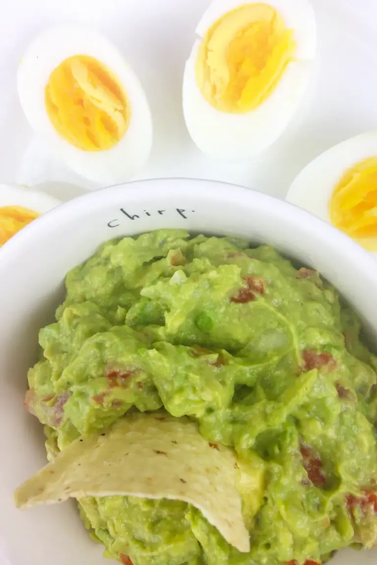 Homemade guacamole with eggs