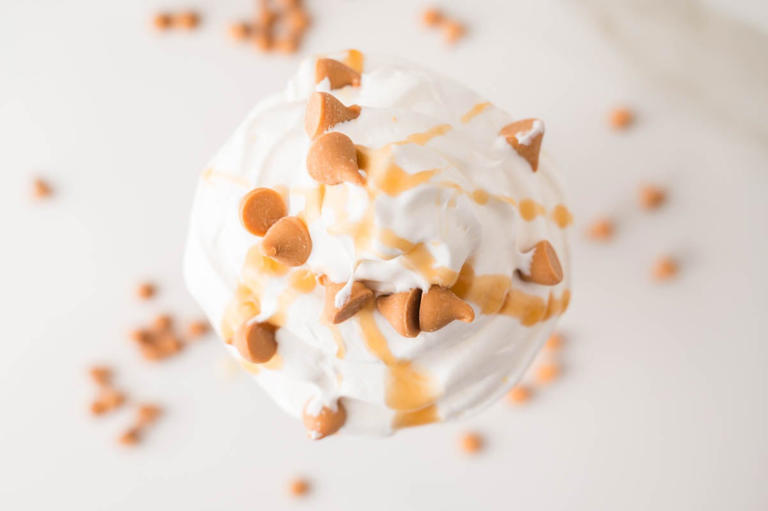 Butterscotch milkshake with butterscotch sauce