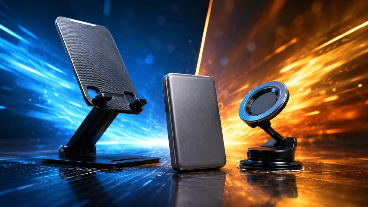 3 accesorios tecnológicos: soportes de escritorio, auto y power bank ...