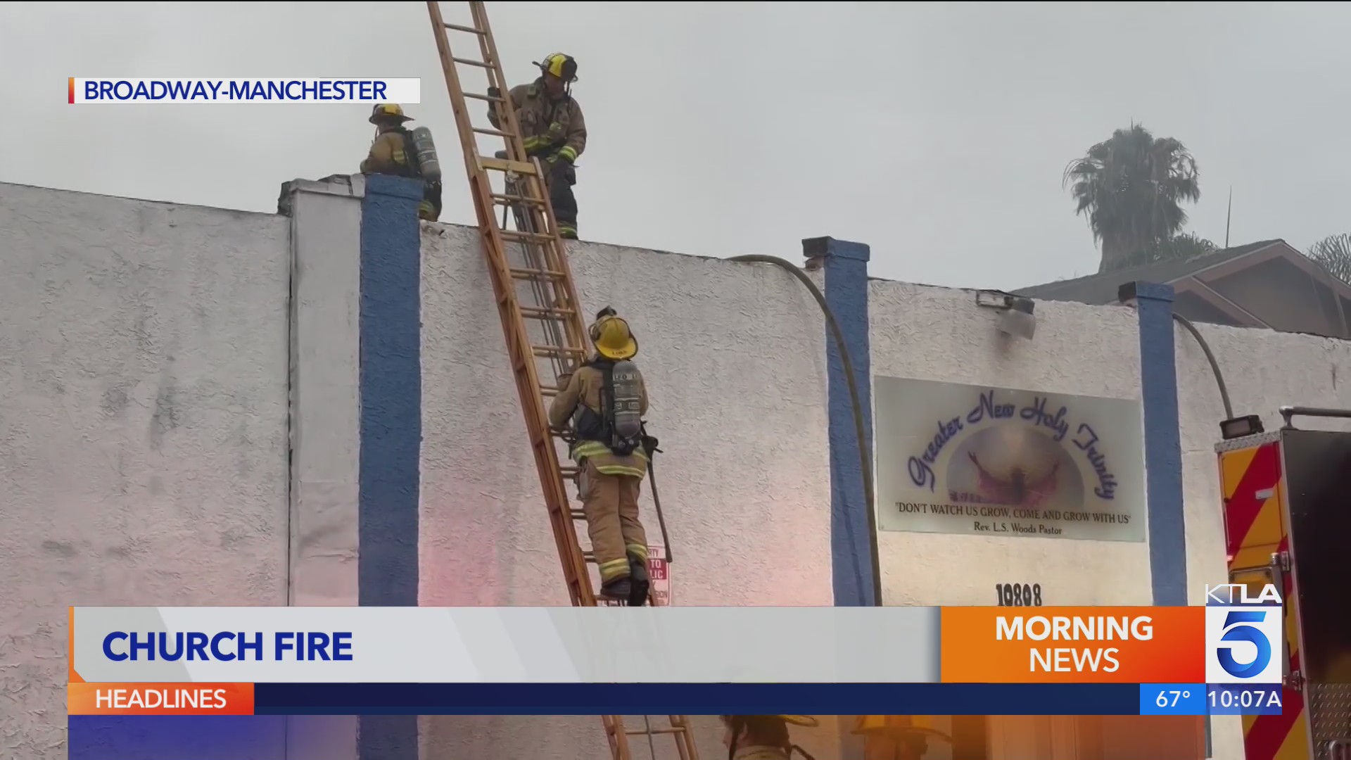 Early morning fire burns through Los Angeles church